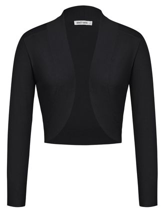 Grace Karin Damen Vorne Offen Schulterjacke Elegante Bolero Langarm Strickjacke Festlich Shrug Cardigan S Schwarz CL2963S24-02