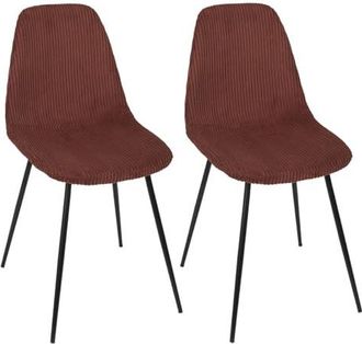 Altobuy Amory - Lot de 2 chaises en Velours côtelé Coloris Terracotta