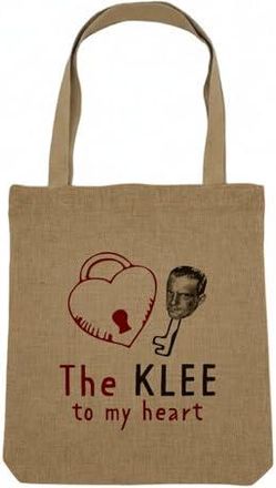 Fabulous Sac Shopping Tote Bag Aspect Lin - The Klee To my Heart Jeu de Mot Amour Art Peinture - Sac de Courses Toile Epaisse 360g Beige Naturel Cabas Port&eacute; Ep