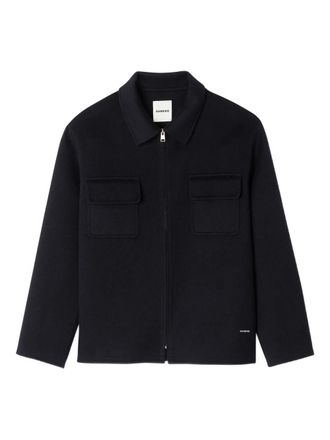 Sandro surchemise en laine mélangée - Bleu