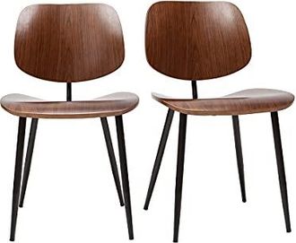 Miliboo Chaises en Bois fonc&eacute; Noyer et m&eacute;tal Noir (Lot de 2) Tobias