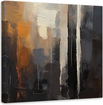 Feeby Leinwandbild - Bilder Wohnzimmer - Abstrakt Braun wie gemalt - 80x80 1tlg - Deko Schlafzimmer - Wanddekoration - Aesthetic - Groß Moderne Bild - Foto 