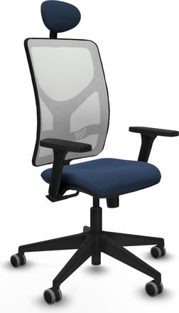 Piqueras y Crespo B&uuml;rostuhl mit 3D-Armen, h&ouml;henverstellbarer Lendenwirbelst&uuml;tze und festem Kopfteil, ausgestattet mit 3-fach verstellbarem Schaumstoff, Wei&szlig;/Marineblau