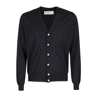 FILIPPO DE LAURENTIIS Homme, Pulls, Bleu, Taille: XL Cardigan en Laine Mérinos