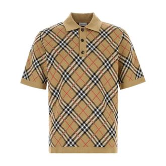 Burberry Check Baumwollmischung Poloshirt - - Tops - Herren - Beige - M
