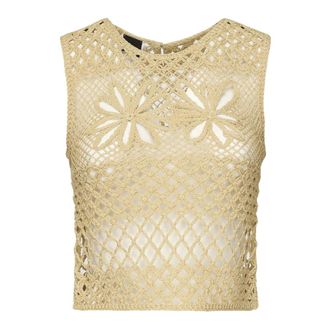 Pinko Geh&auml;kelter Mesh-Pullover - - Tops - Damen - Gelb - S