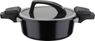 GSW Energiespartopf mit Glasdeckel Gourmet Nero 24cm, 4 L, Schwarz