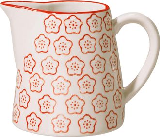 Bloomingville Milchkrug Isabella Retro Sahnekännchen Kännchen kleine Kanne Ø 8,5 x H 8,5 cm, rot, Keramik, fasst ca. 250 ml