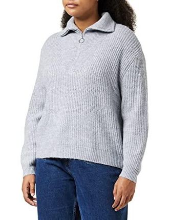 Only Onlbaker Pull zippé pour Femme L/S KNT Gris Clair mélangé