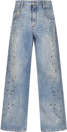 Ermanno Scervino Wide-Leg Crystal Jeans
