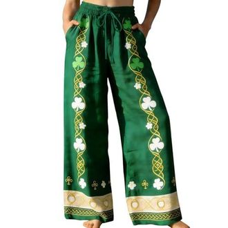 Generic HUIFUAO Pantalon de la Saint-Patrick pour femme - Pantalon tr&egrave;fle amusant - Costume irlandais de la St Paddys Day - Pantalon de tr&egrave;fle irlandais - Tai