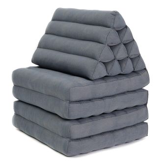 Leewadee Bequeme Japanische Bodenmatratze - Thai Bodenliege mit Dreieckskissen - Futon Klappmatte - Thai Massagematte, XL Extra Lang, 225 x 50 cm, Anthrazit