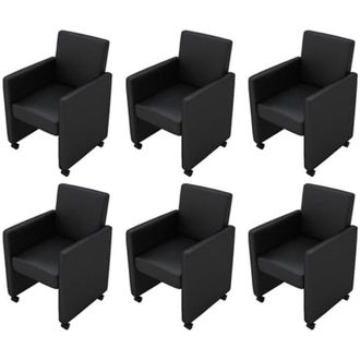 vidaXL Vidaxl - Chaises &agrave; manger lot de 6 noir similicuir