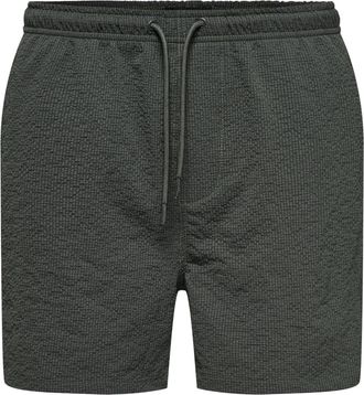 Only & Sons Herren ONSTED Life SOLID Seersucker Swim NOOS Badeshorts, Kambaba, S 7-9