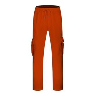 Generic Pantalon de jogging pour homme - Pantalon hip hop d&eacute;contract&eacute; - Couleur unie - Poignets &agrave; lacets - Avec poche, Rouge past&egrave;que, 4XL