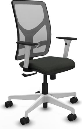 Piqueras y Crespo PC-Stuhl mit Armlehnen aus schwarzem Netzstoff, mit wei&szlig;en und schwarzen Armlehnen, h&ouml;henverstellbare Lendenwirbelst&uuml;tze, 3 Positionen, Grau/Schwarz