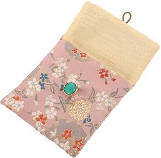 Frcolor Pochette à Bijoux de Voyage Chinoise Tissu Organisateur Portable avec Rabat Motif Traditionnel Élégant Sac de Rangement Compact pour Accessoires