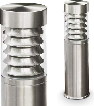 HOFSTEIN Außenleuchte Dakar, moderne Sockelleuchte aus Edelstahl und Kunststoff-Scheiben, Wegeleuchte 40 cm, Gartenlampe mit E27-Fassung, Gartenbeleuchtung IP4