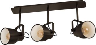 Eglo Deckenlampe Mitchley, 3 flammige Deckenleuchte Vintage, Industrial, Retro, Deckenstrahler aus Stahl, Wohnzimmerlampe in Dunkel-Bronze, Creme, K&uuml;chenla