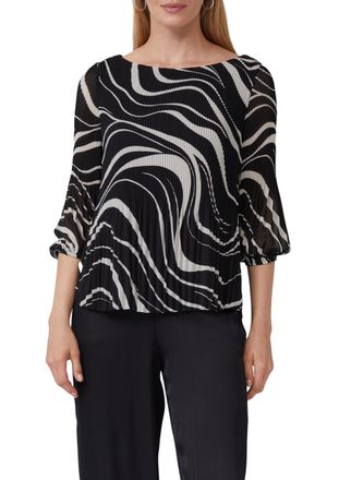 s.Oliver Plissierte Bluse mit All-Over-Print