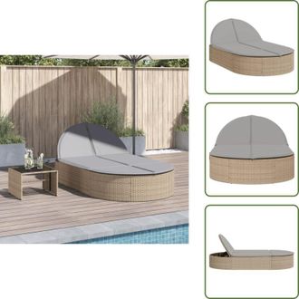 vidaXL The Living Store - vidaXL Doppel-Sonnenliege mit Auflagen Beige Poly Rattan