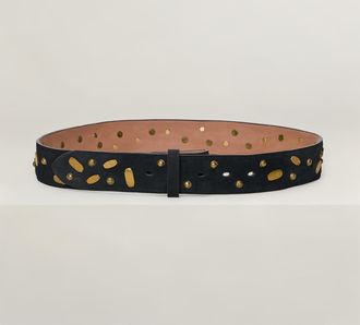 Reptiles House Wildledergürtel mit Nieten 40mm - Schwarz