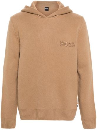 BOSS Hoodie mit Logo-Stickerei - Braun
