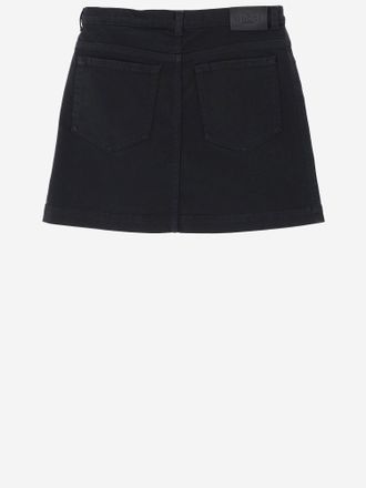 Gucci Girls Cotton Stretch Skirt With Metal Buckles Dark Grey