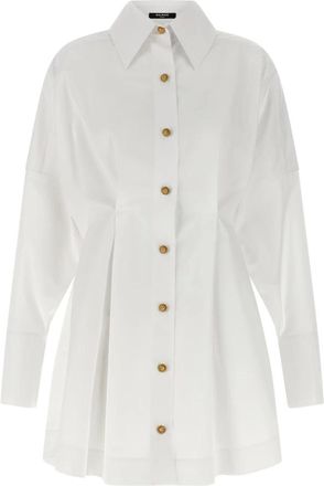 Balmain Femme, Robes, Blanc, Taille: 38 FR Poplin Shirt Dress