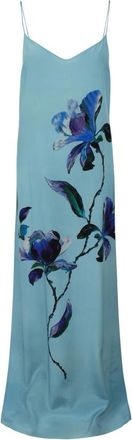 Ermanno Scervino Femme, Robes, Bleu, Taille: 40 FR Longue robe en soie &agrave; imprim&eacute; floral