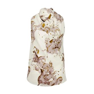 Altuzarra Sleary Seiden-Top mit hohem Kragen - - Tops - Damen - Mehrfarbig - 2XS