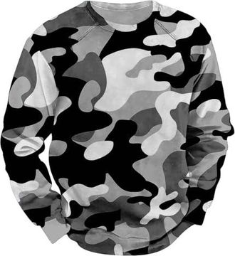 Generic Sweat-shirt pour homme sans capuche avec impression - Pull dhiver chaud pour homme - Pull de camouflage militaire - Pull de travail - Col rond - Manch
