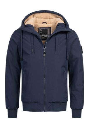 Alessandro Salvarini Herren Winterjacke (S-3XL) - gefütterte Kapuze, 6 Taschen, innen Teddyfell - AS431 - Navy Größe XXL - Gr.XXL