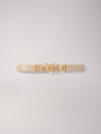 Maje Ceinture En Cuir Lisse Clover - Beige - Maje