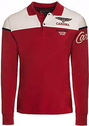 Carisma Polo à manches longues pour homme en coton - T-shirt à manches longues pour homme avec broderie - Coupe droite agréable pour le bureau et les loisirs,