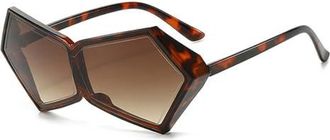 Generic Lunettes de soleil punk polygon 2026 pour homme, surdimensionnées, vintage, une pièce, UV400, léopard, marron, une pièce