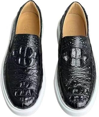Generic Authentique peau de crocodile exotique classique noir blanc couleur pour hommes mocassins souples en cuir v&eacute;ritable alligator homme chaussures plates 