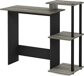 Furinno Efficient Home Laptop Notebook Computertisch mit quadratischen Regalen, Franz&ouml;sische Eiche/Schwarz