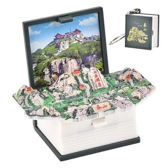 Generic Porte-clés de livre pliable, porte-clés de jouet de livre pliable - Décoration suspendue de scène de paysage - Porte-clés décoratif avec fonction douv