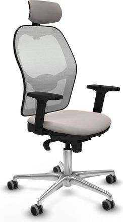 Piqueras y Crespo Schreibtischstuhl mit 2D-Armen, h&ouml;henverstellbare Lendenwirbelst&uuml;tze und h&ouml;henverstellbares Kopfteil, Wei&szlig; / Wei&szlig;