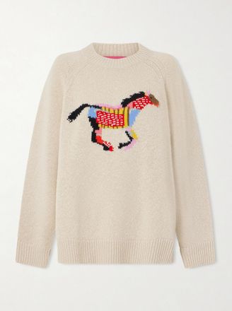 The Elder Statesman Glacier Horse Kaschmirpullover Mit Intarsienmotiv - Ecru