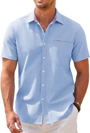 Coofandy Chemise Homme Manches Courtes Ete Chemise De Travail Homme Chemise Business sans Repassage Decontracte Chemise Chambray 3XL