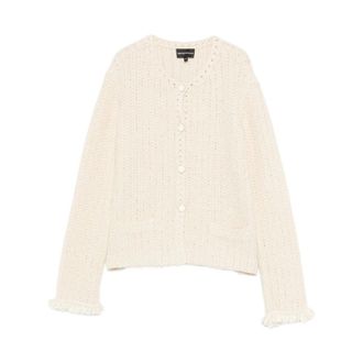 Emporio Armani Cardigan mit Fransen - - Knitwear - Damen - Beige - M