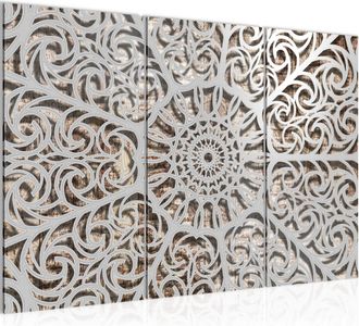 Runa Art Wandbilder Mandala Abstrakt Bild XXL Wohnzimmer Schlafzimmer Grau Orientalisch 120 x 80 cm 3 Teilig 506131c
