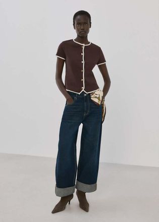 Mango T-shirt coton boutons chocolat - Femme - XS - MANGO