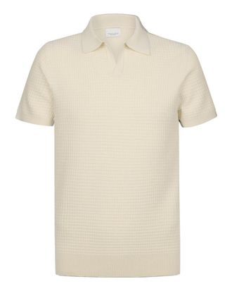 Profuomo Waffelstrick-Poloshirt mit Tencel und Seide in