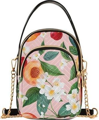 Mnsruu Sac à bandoulière pour femme avec sangle réglable Motif fruits tropicaux pêche