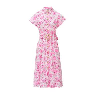 Salsa Femme, Robes, Rose, Taille: 36 FR Robe en Coton à Imprimé Floral avec Ceinture