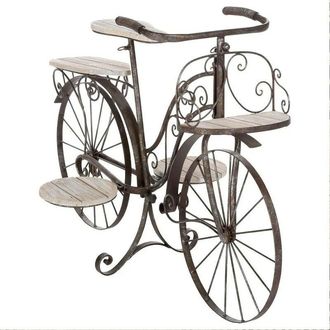 Atmosphera Atmosphera - Pflanzenst&auml;nder Fahrrad - Metall und Holz - schwarz - H59 cm cr&eacute;ateur dint&eacute;rieur