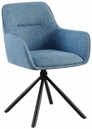 Clp Stuhl Tipton Stoffbezug I Schwenkbarer Esszimmerstuhl mit Stoffbezug I Polsterstuhl mit R&uuml;ckenlehne I K&uuml;chenstuhl, Farbe:blau